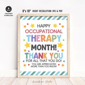OT Month Sign Printable, Occupational Therapy Month Sign, Thank You ...