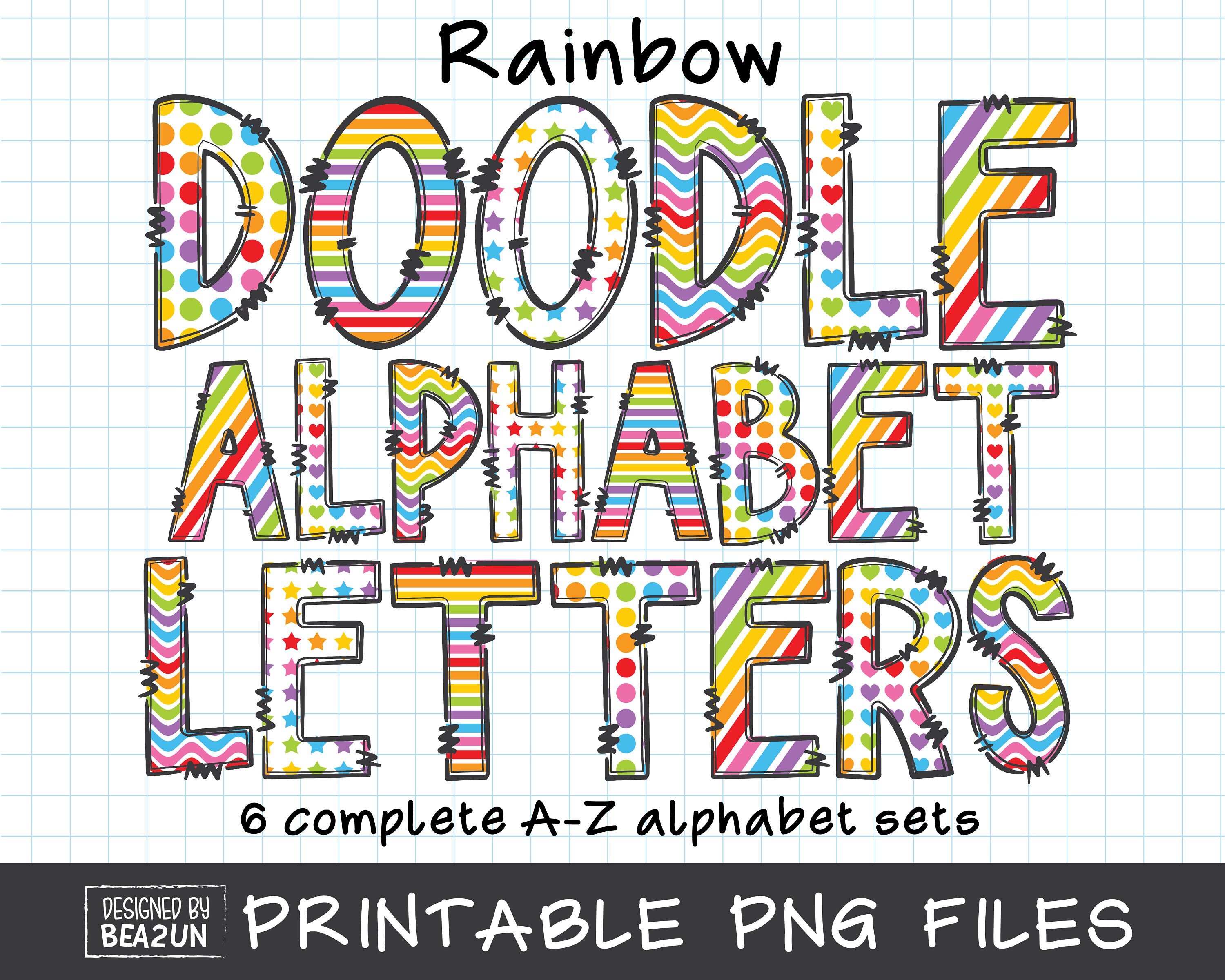 Doodle Alphabet set Alphabet Art for Sublimation Doodle Letters and ...