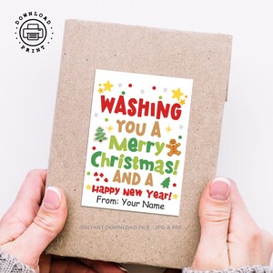 Washing You a Merry Christmas Tags Printable Soap Gift Label, Happy New ...