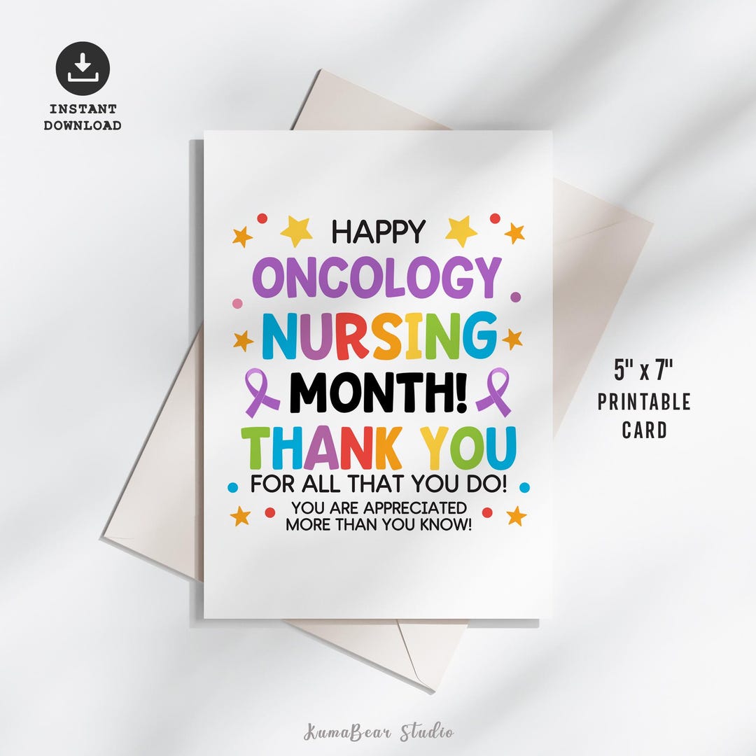 Oncology Nurses Month Card Printable, Happy Oncology Nursing Month ...