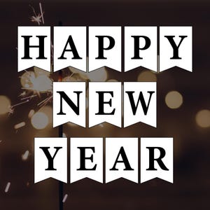 New Year's Banner Printable Holiday Party Banner Garland, Happy New ...