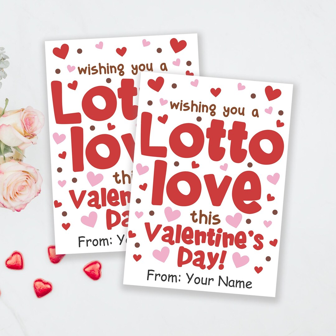 Valentines Gift Tag Editable, Lotto Love Valentine Printable Ticket ...