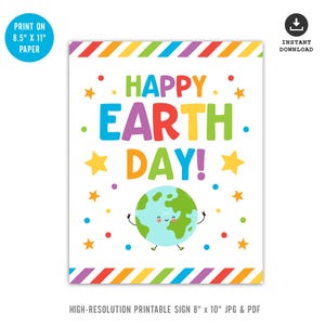 Earth Day Sign Printable, Earth Day Poster, Happy Earth Day Printable ...