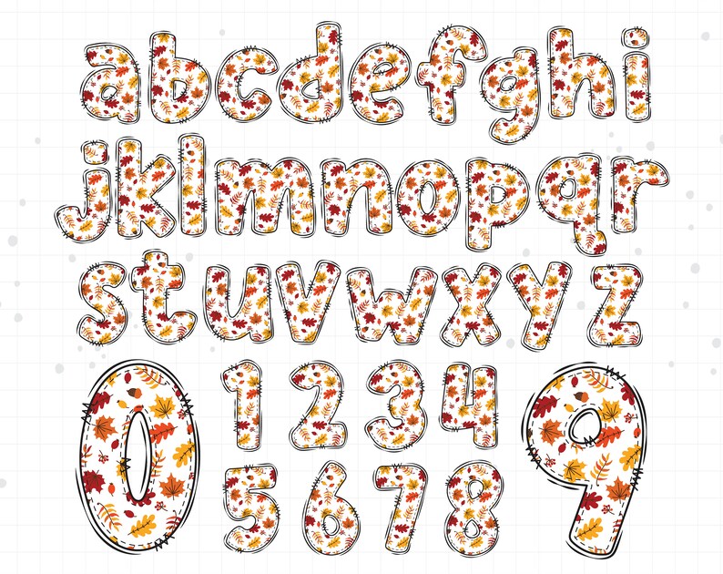 Fall Alphabet Letters Bundle PNG Files Fall Sublimation - Etsy