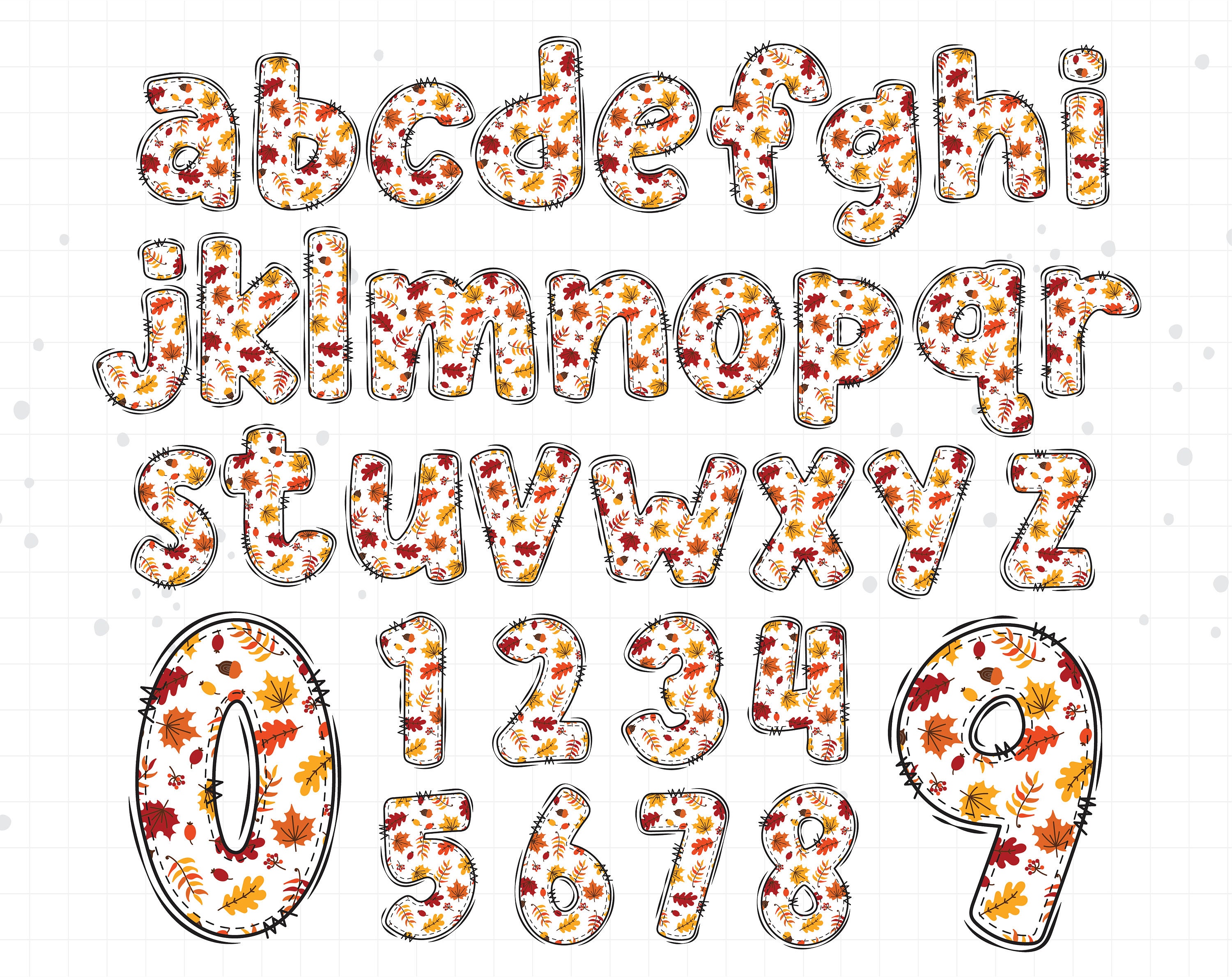 Fall Alphabet Letters Bundle PNG Files Fall Sublimation - Etsy