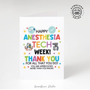 Anesthesia Tech Week Card Printable, Anesthesia Technician Day ...