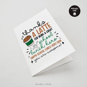 School Lunch Hero Day Card Printable, School Lunch Hero Greeting Card ...
