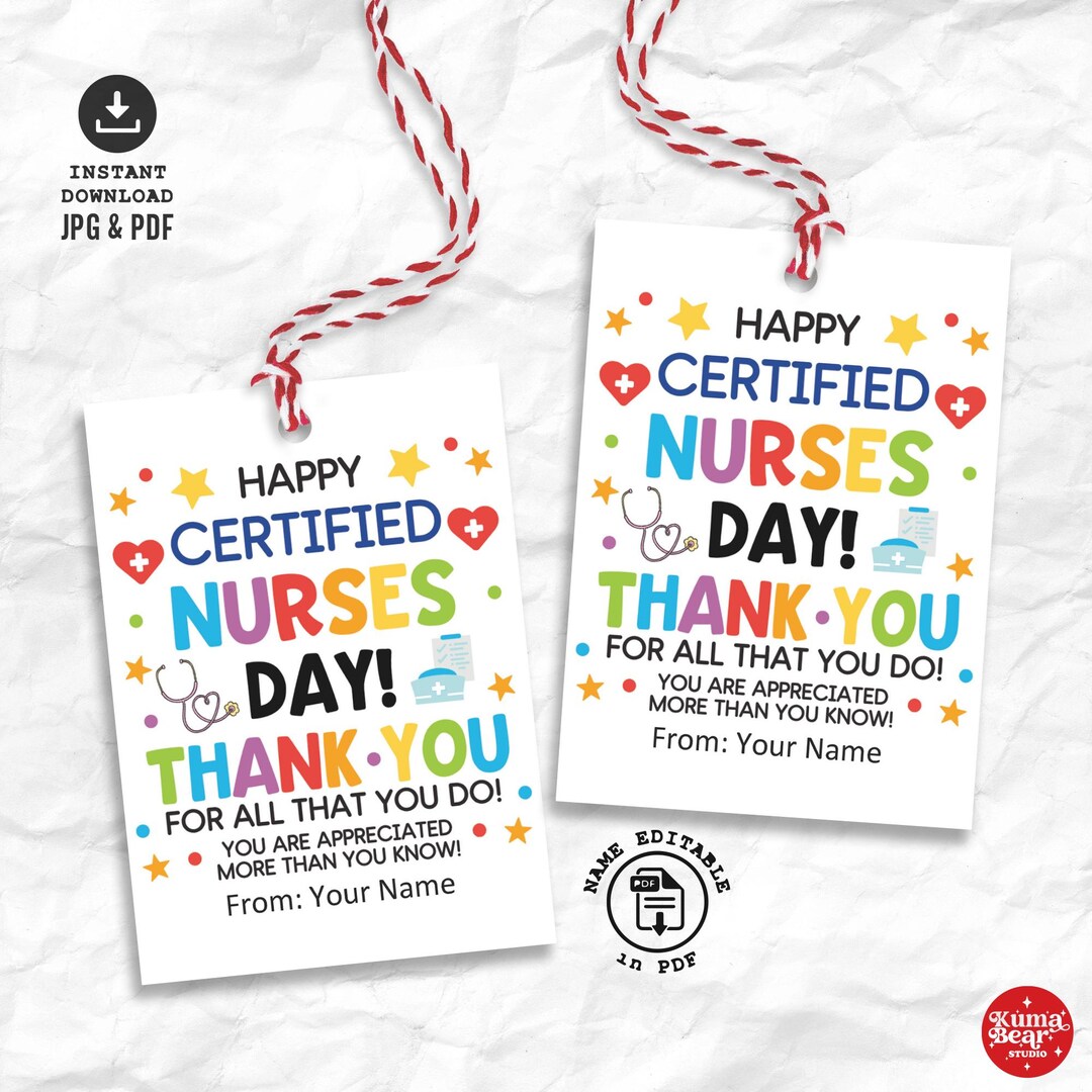 Certified Nurses Day Printable Gift Tags, Certified Nurse Appreciation ...