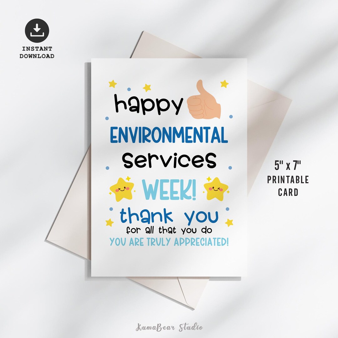 Environmental Services Week Card – Printable EVS Team Greeting Card 5x7 ...