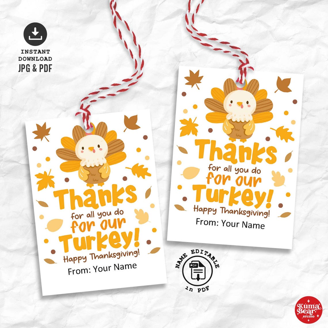 Thanksgiving Turkey Gift Tags Printable, Fall Teacher Treat Tags ...
