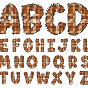Autumn Plaid Alphabet Letters Bundle PNG Files, Fall Sublimation ...