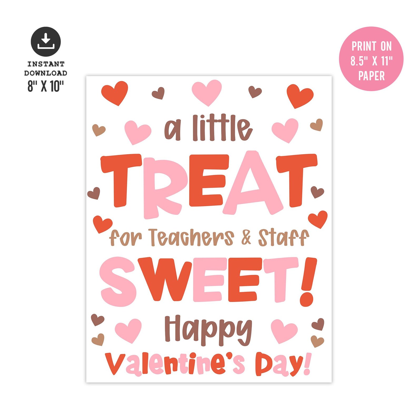 Valentine Teacher Staff Treat Table Sign, Appreciation Poster Printable ...