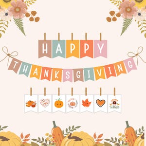 Printable Banner Thanksgiving Decor, Friendsgiving Banner Thankful ...
