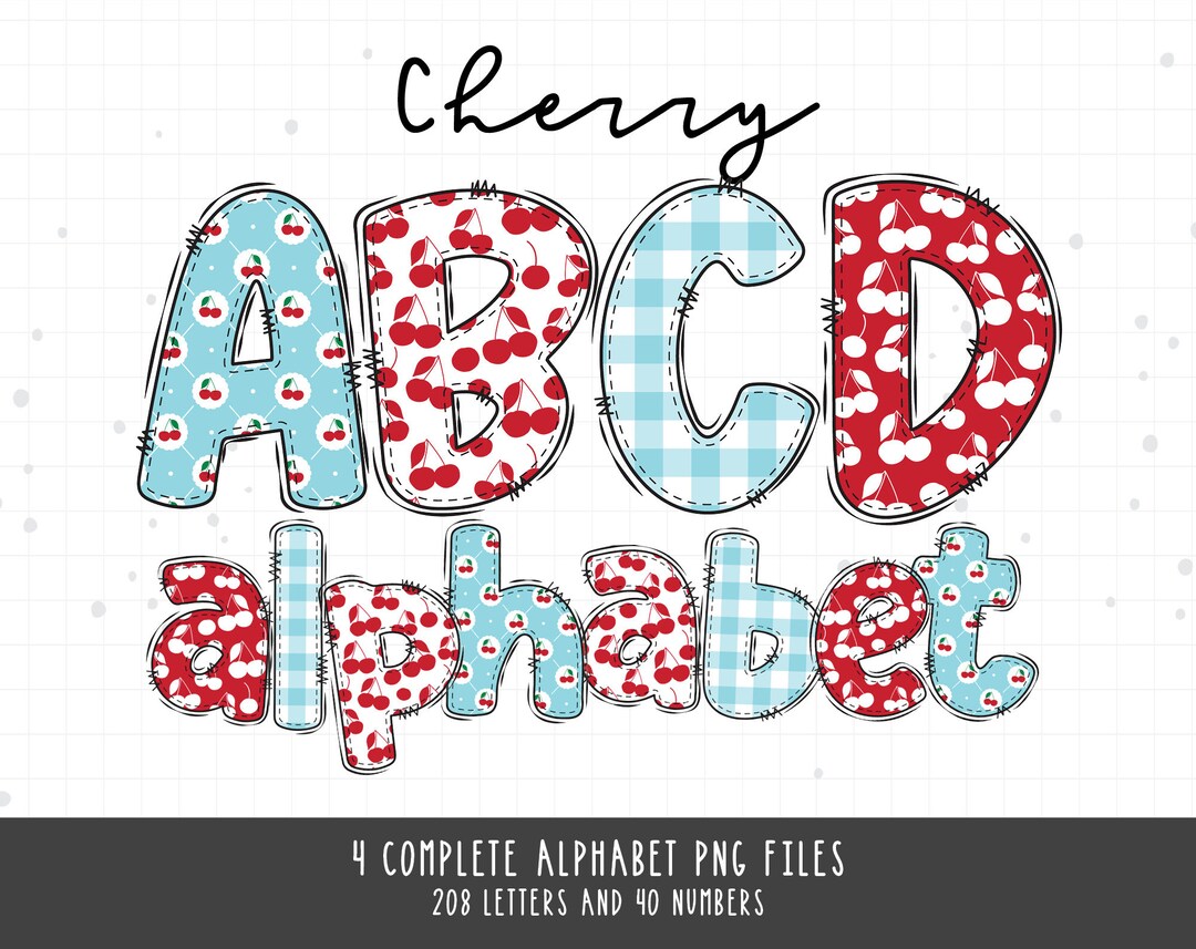 Summer Cherry Alphabet PNG, Cherries Alphabet Sublimation, Summer ...