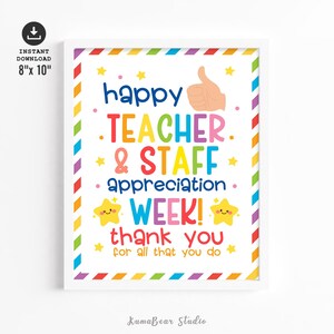 Teacher and Staff Appreciation Sign Printable, Teacher Appreciation ...