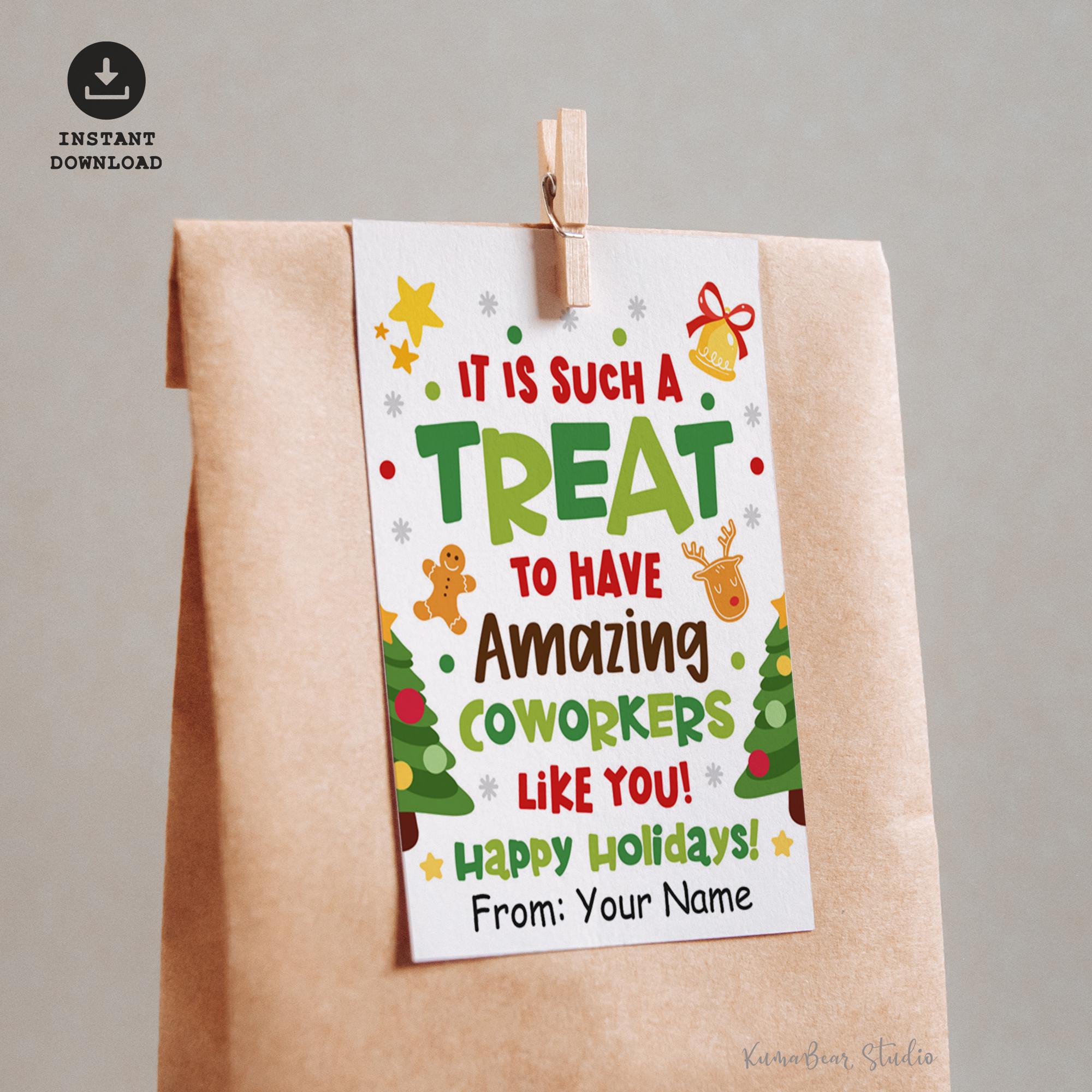 Coworker Christmas Gift Tags Printable, Thank You Favor Tag for Staff ...