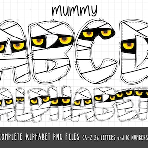 Halloween Mummy Alphabet PNG, Halloween Doodle Alphabet, Halloween ...