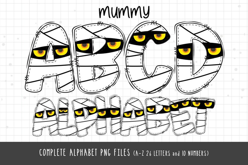Halloween Mummy Alphabet PNG Halloween Doodle Alphabet - Etsy