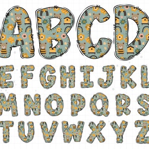 Honey Bee Alphabet Bumble Bee PNG Cute Bee Doodle Letters - Etsy