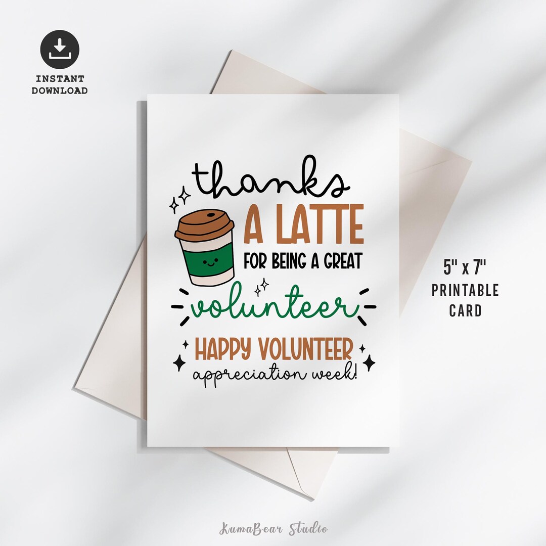 Volunteer Thank You Cards, Appreciation Gift Card Printable, PDF JPG ...