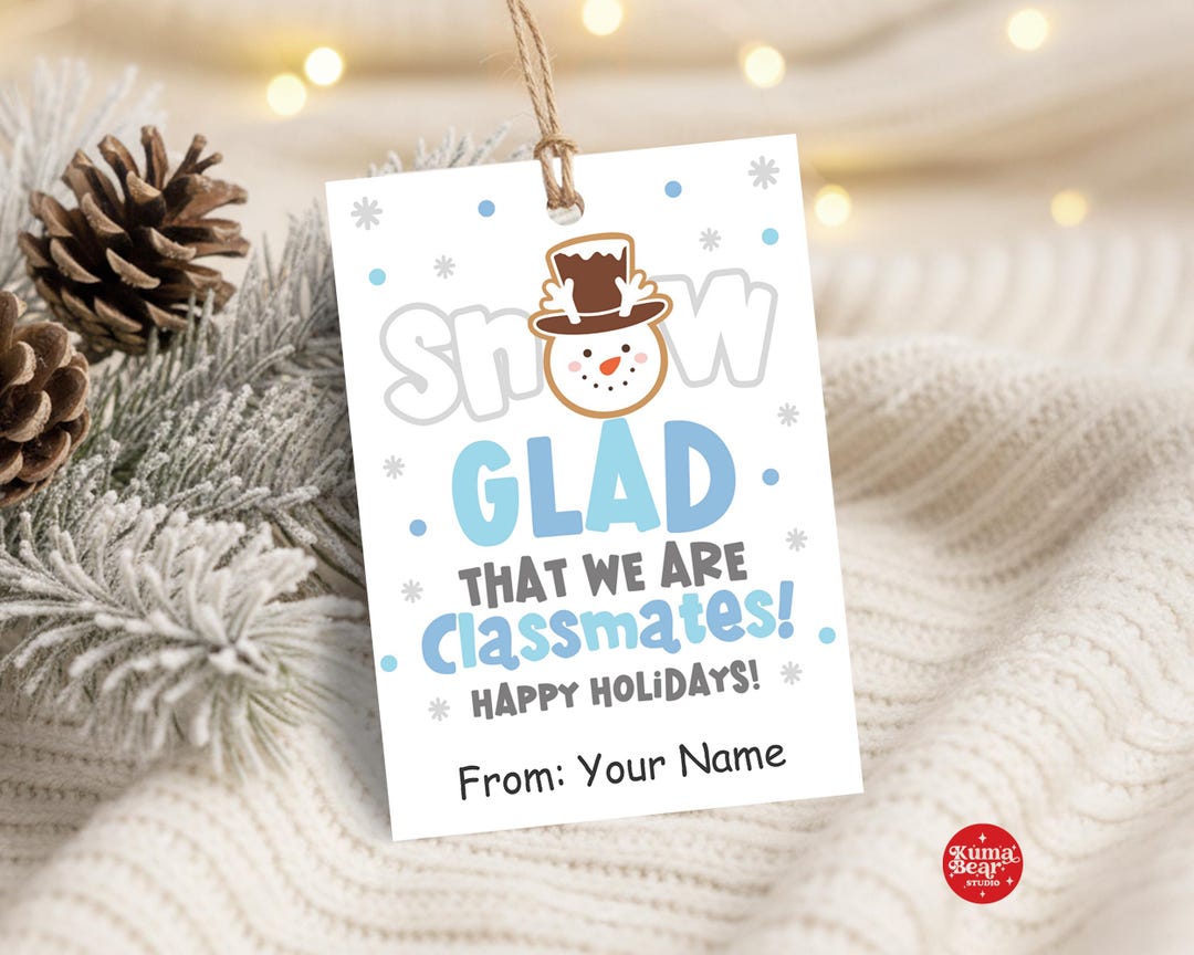 Christmas Classmates Tags Printable, Snowman Treat Tag for Kids Friends ...