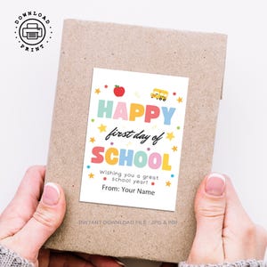 First Day of School Tag Printable, Back to School Gift Tag, First Day ...