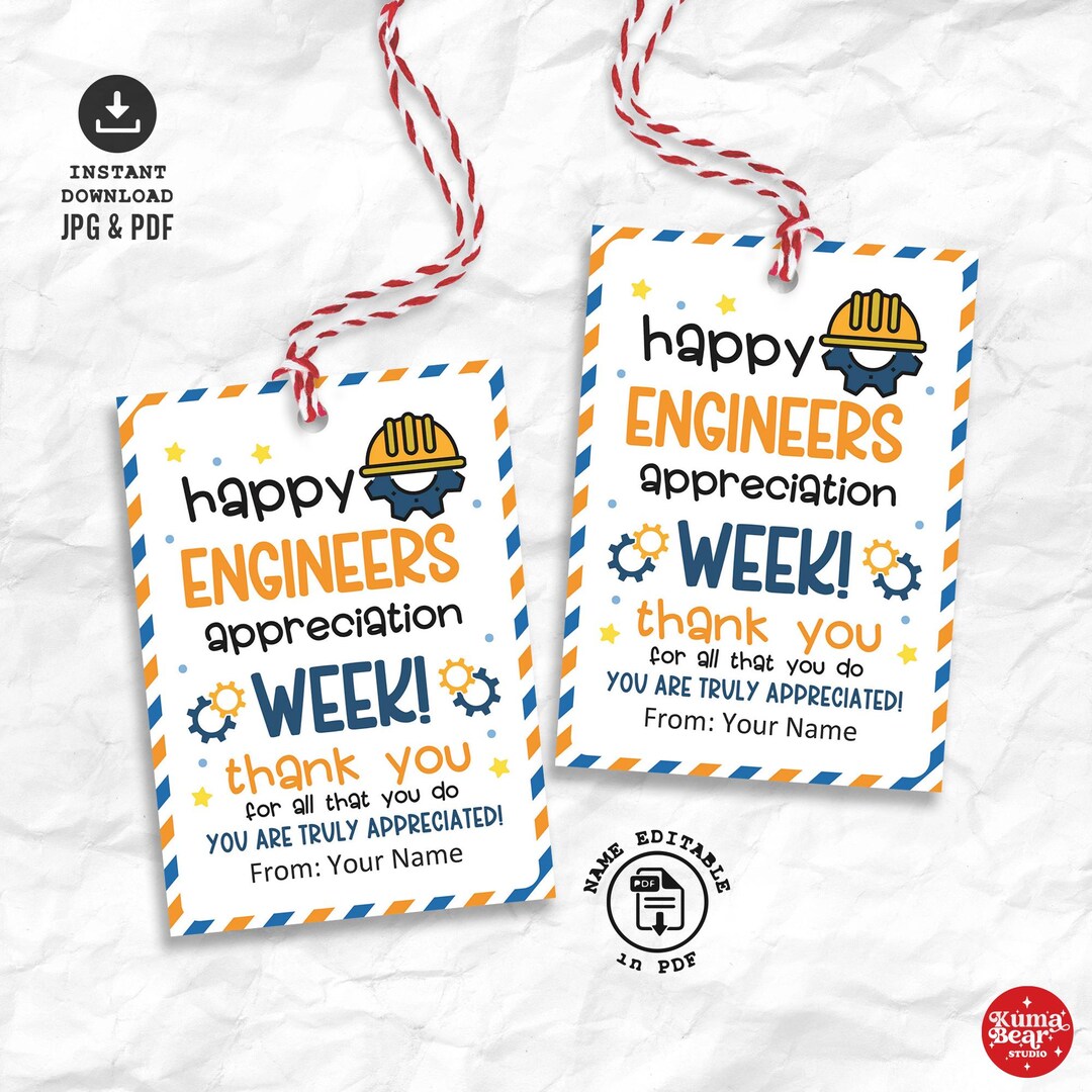 Engineers Week Printable Gift Tag, Engineer Appreciation Thank You ...