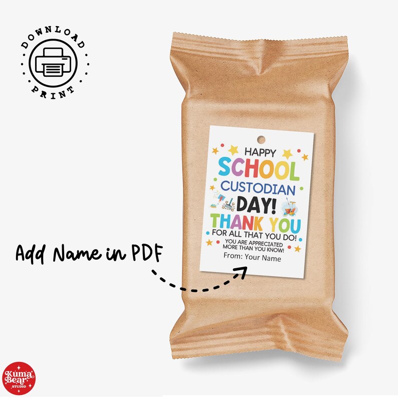 School Custodian Day Gift Tags Printable - Thank You Favor Tags for ...