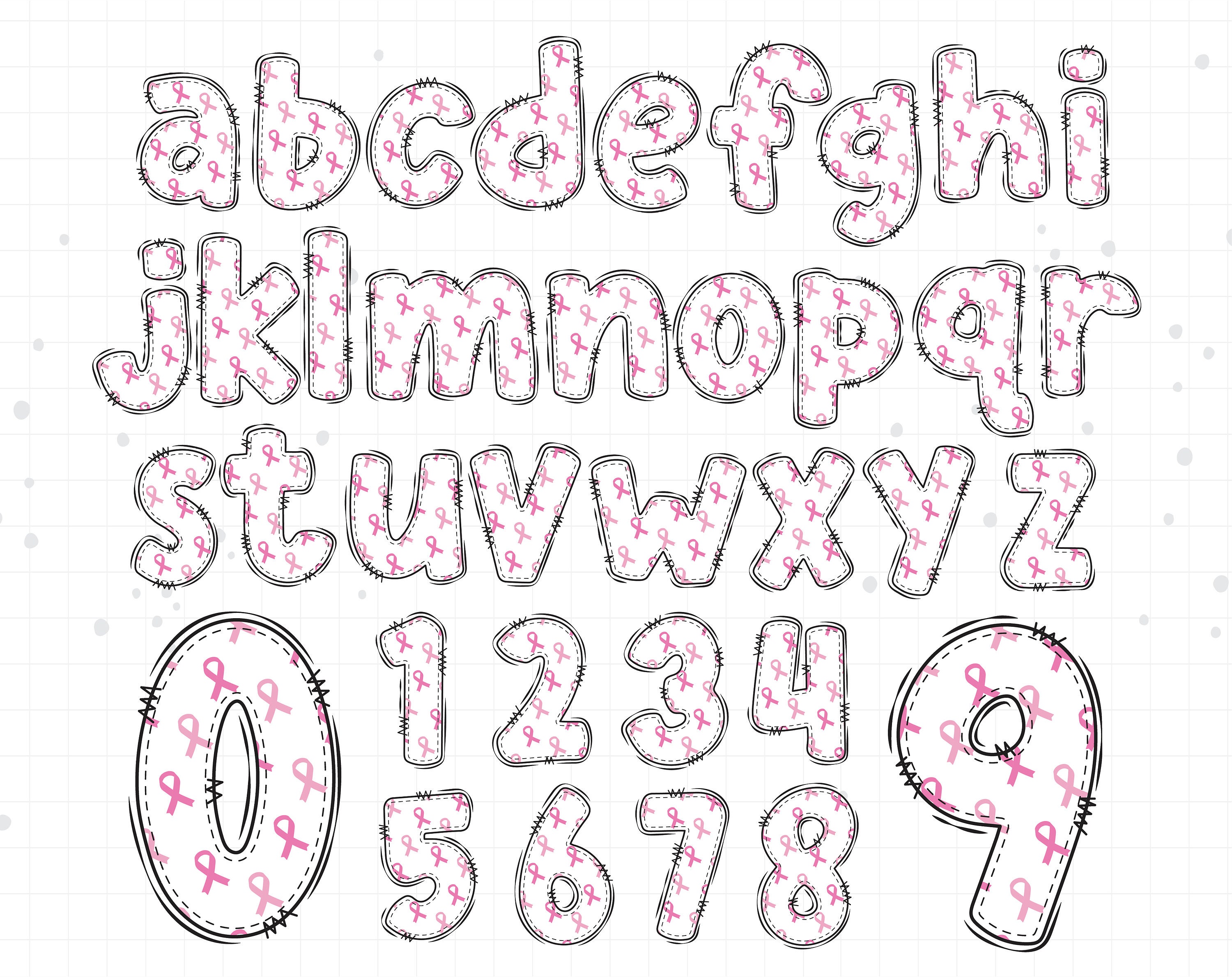 Pink Breast Cancer Awareness Alphabet Letters Bundle PNG Files, Breast ...