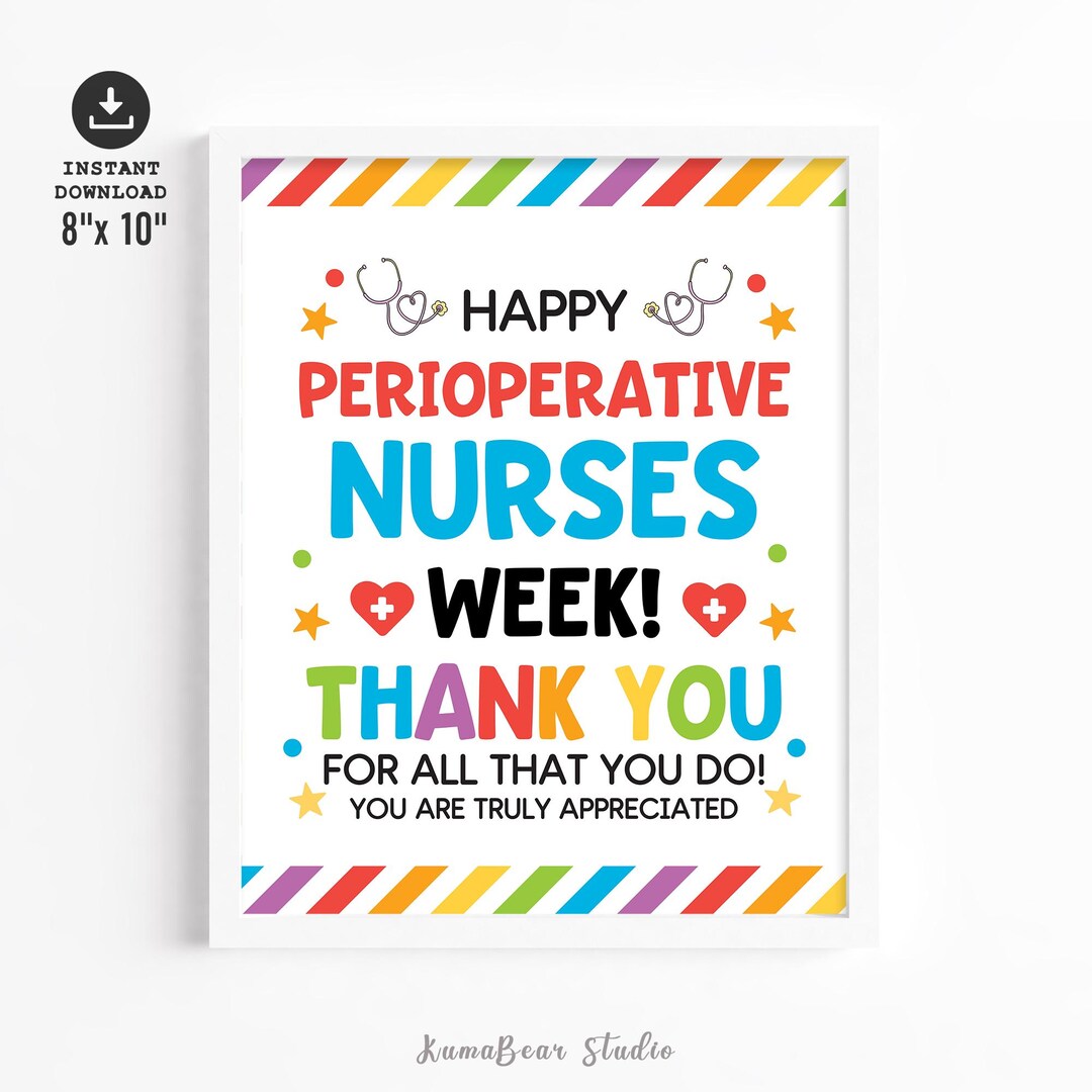 Perioperative Nurses Week Printable Sign, OR Nurse Appreciation Poster ...