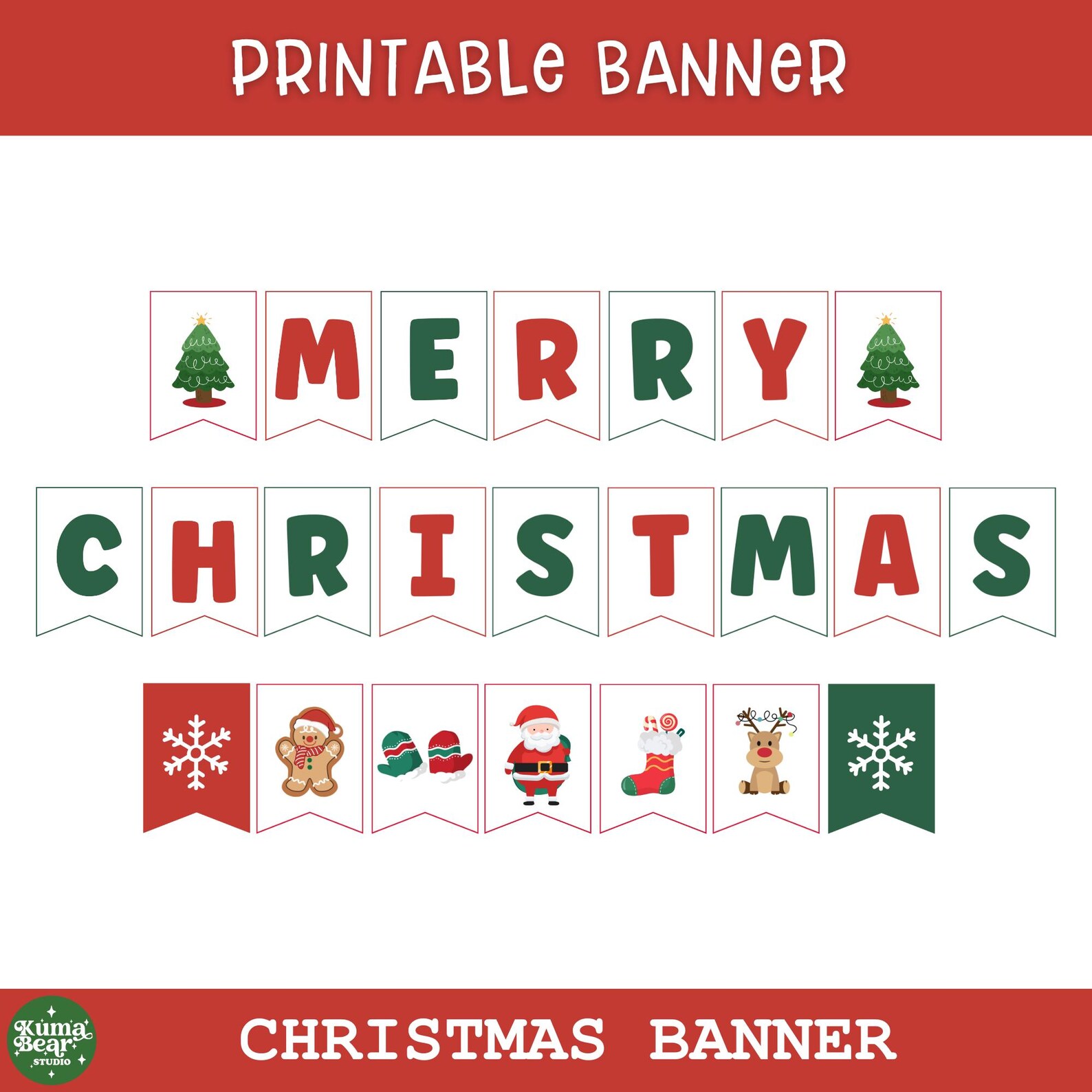 Merry Christmas Garland Printable (digital Download) - Etsy
