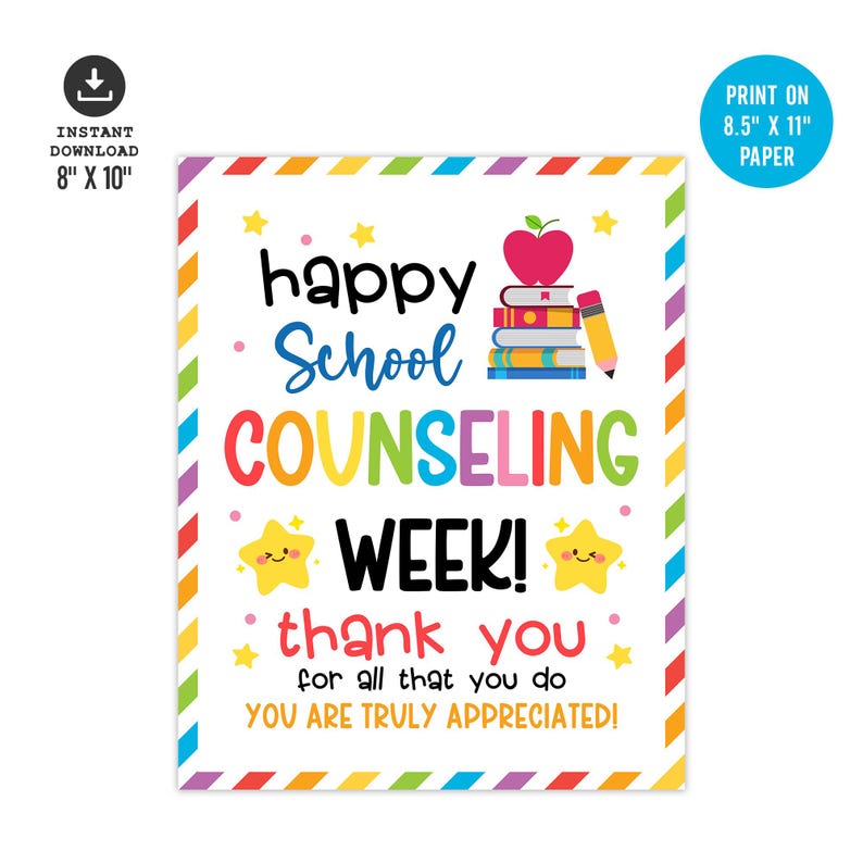 School Counseling Week Printable Poster, School Counselor Thank You ...
