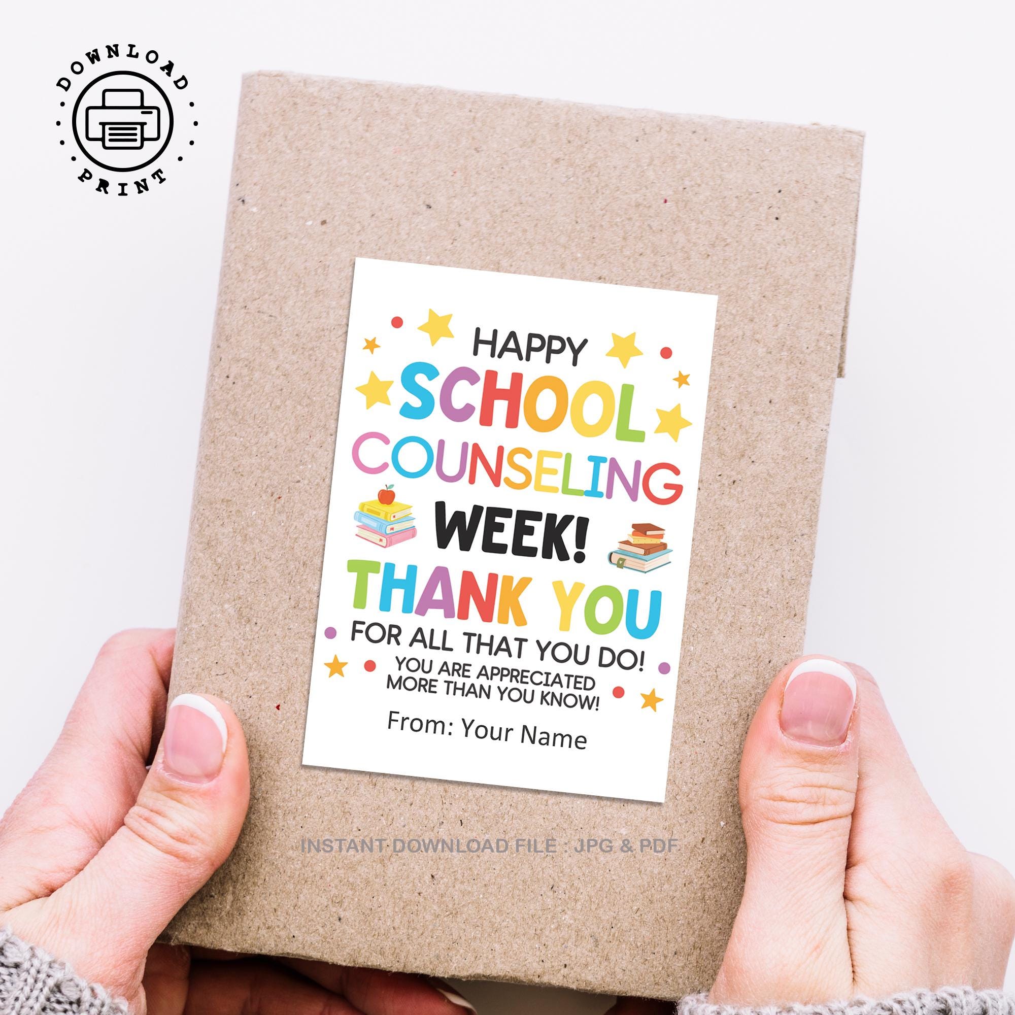 School Counseling Week Gift Tag Printable Counselor Appreciation Tags ...