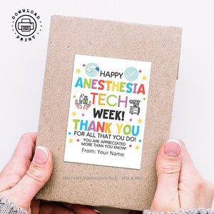 Anesthesia Tech Week Tag Printable, Anesthesia Tech Week Gift Tag ...