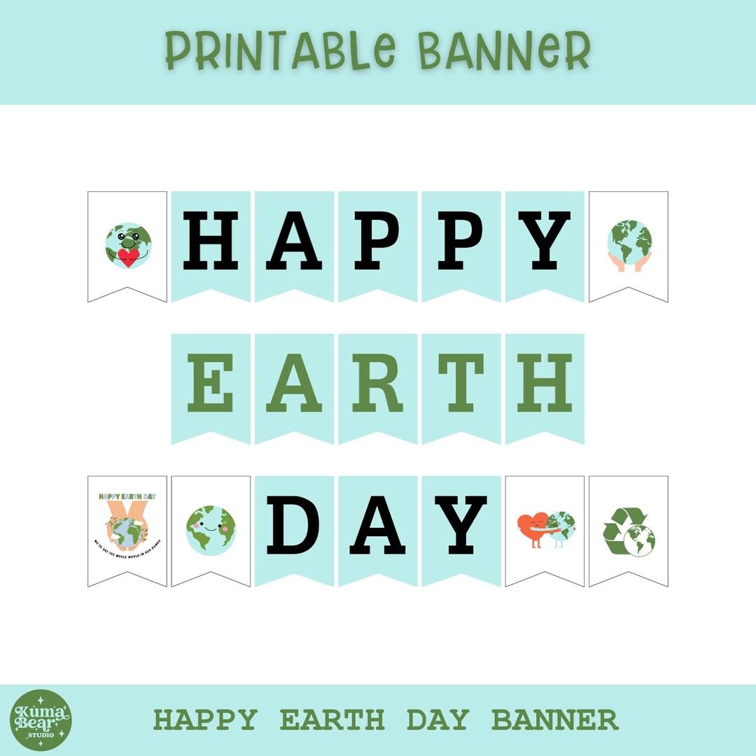 Earth Day Printable Banner Bunting Flags, Environmental Celebration ...