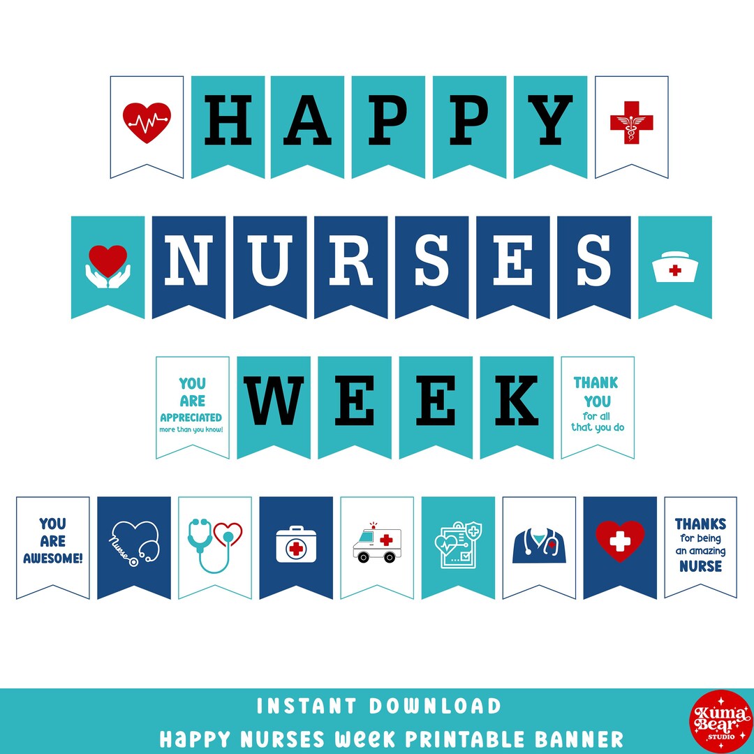 Nurse Appreciation Week Banner Printable, Nurses Week Banner, Nurses ...