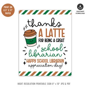 School Librarian Appreciation Day Sign Printable, School Librarian Day ...