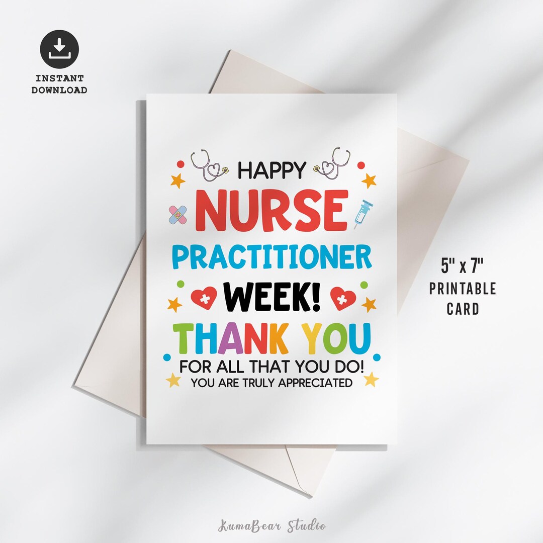 Nurse Practitioner Week Card, Printable Thank You Nps Greeting Cards ...