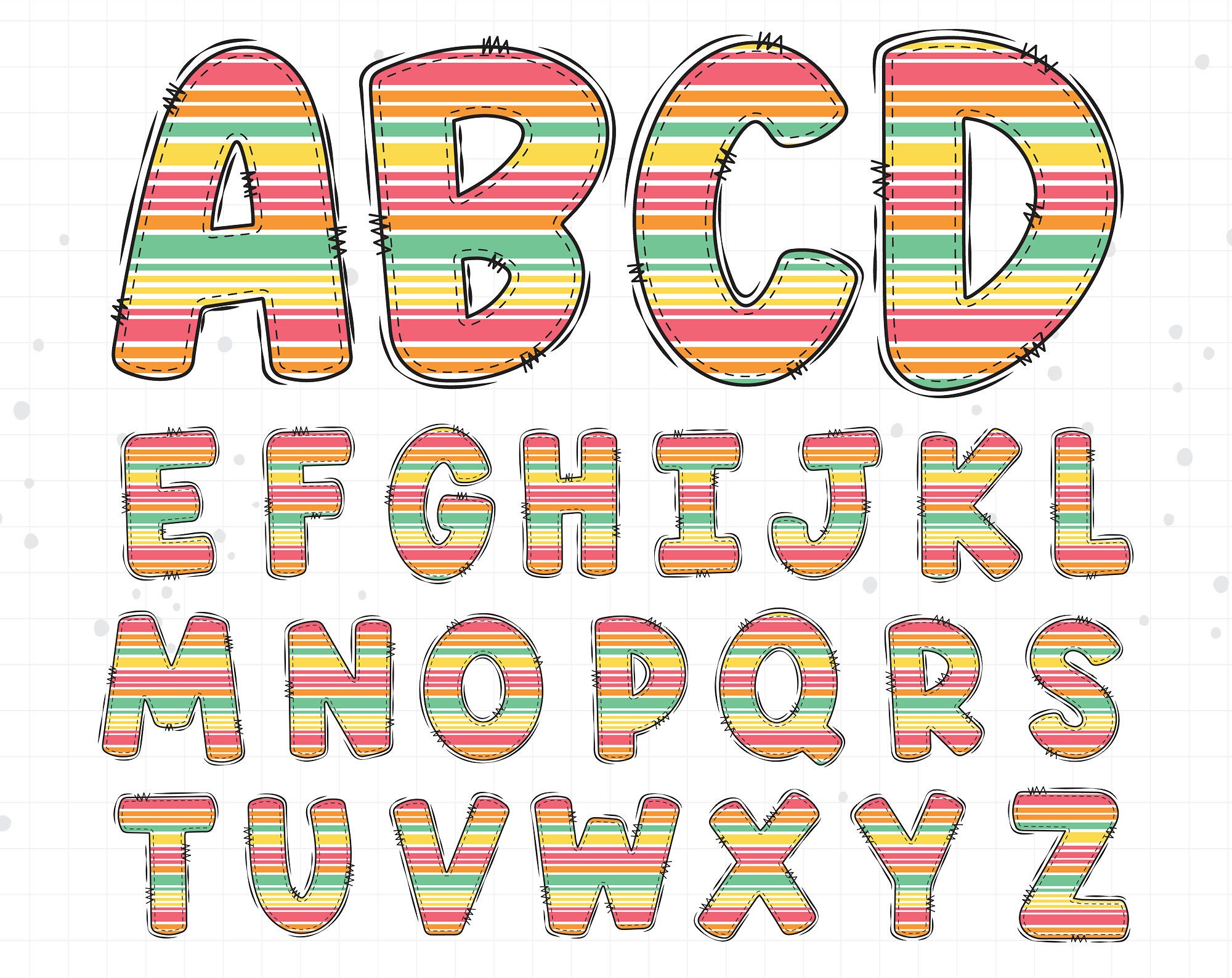 Citrus Alphabet PNG Fun Color Bright Color Alphabet Letters - Etsy