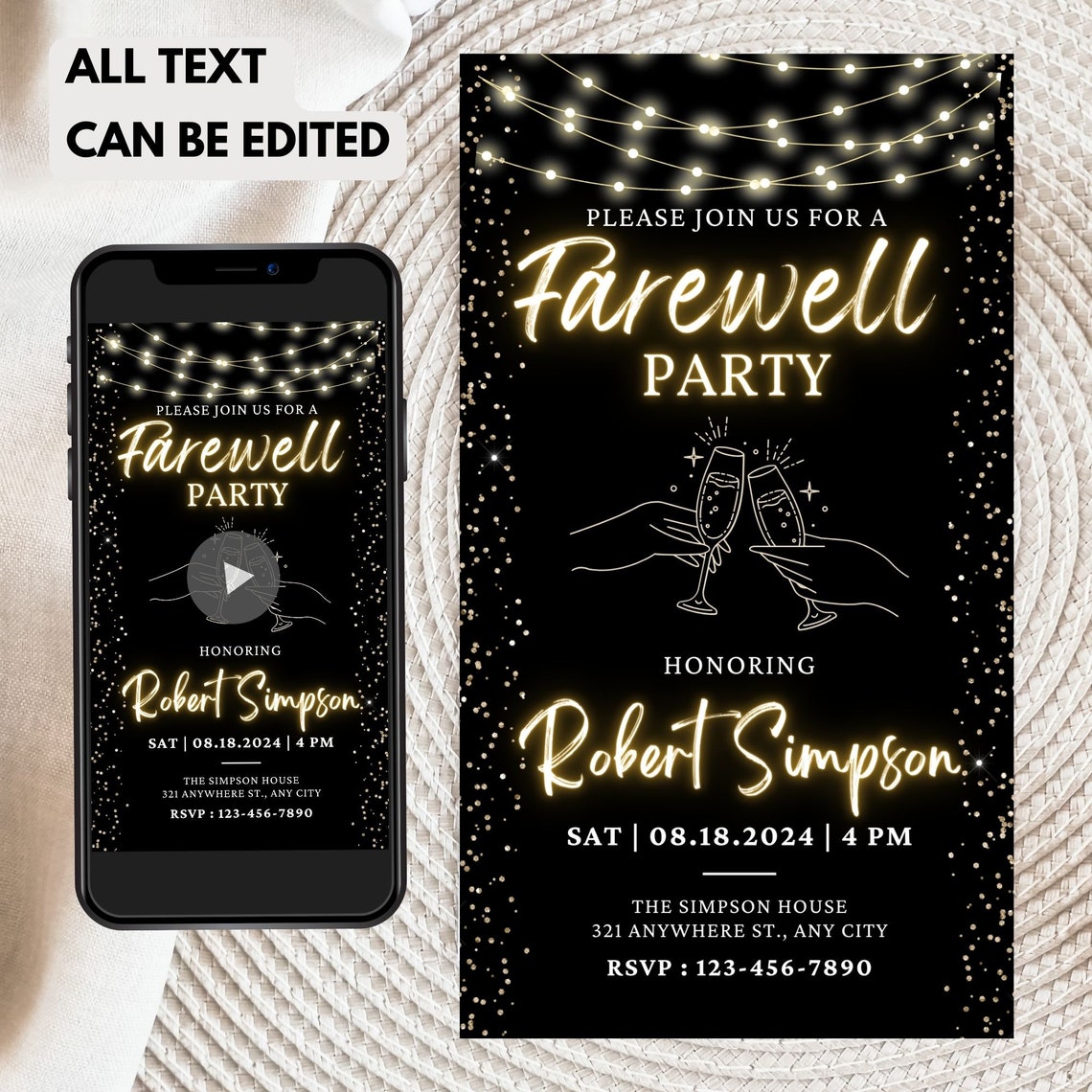 Farewell Party Invitation Digital Farewell Invitation Editable Template ...