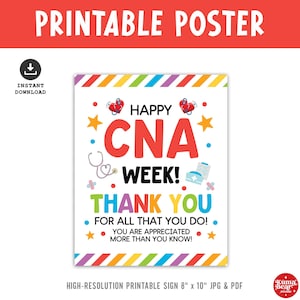 CNA Appreciation Week Poster: Printable Thank You Sign (digital ...