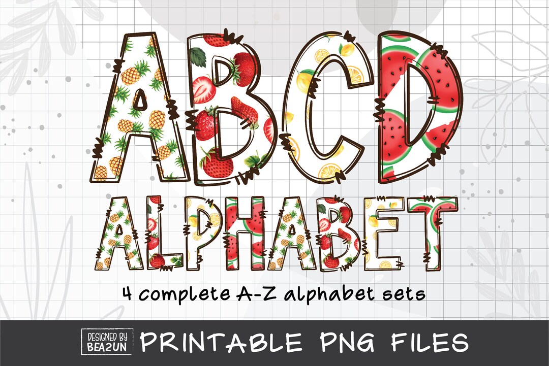 Summer Alphabet PNG, Alphabet Sublimation, Alphabet Letters Bundle ...