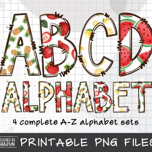 Summer Alphabet PNG, Alphabet Sublimation, Alphabet Letters Bundle ...