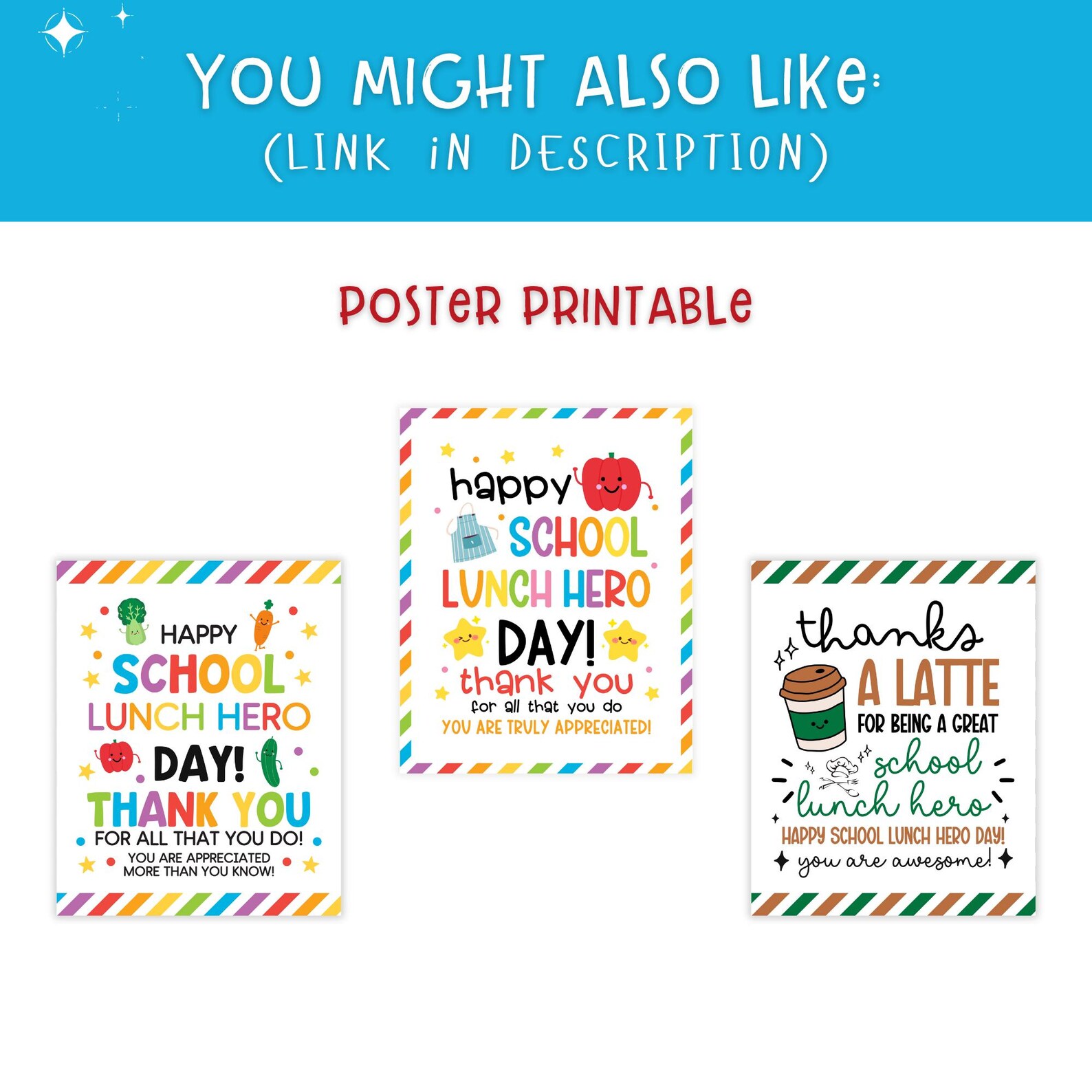 Lunch Hero Day Printable Poster, Thank You Bunches School Cafeteria ...