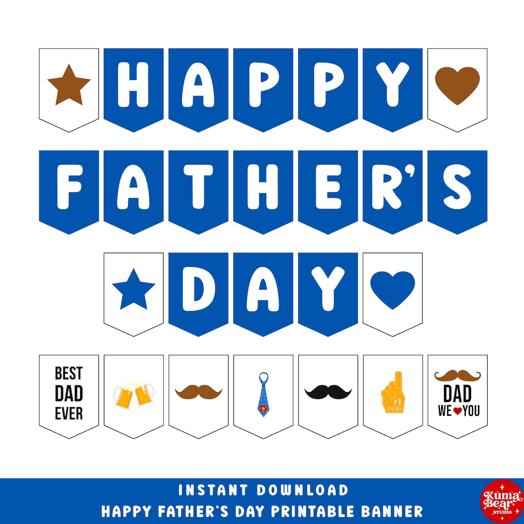 Father's Day Banner Printable, Fathers Day Banner Bunting Flag, Best ...