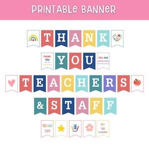 Teacher Appreciation Week Banner Printable, Teacher Week Banner, Thank ...