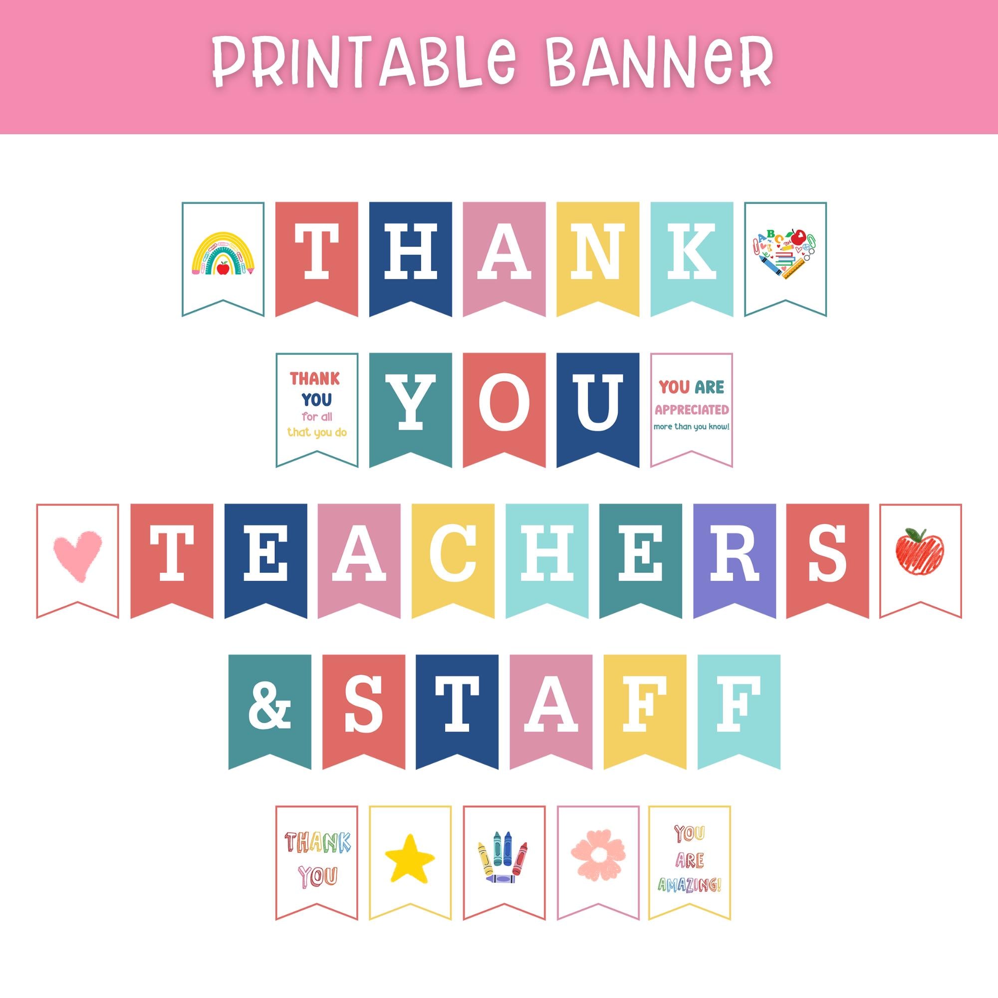 Teacher Appreciation Banner: Thank You Teachers & Staff - Etsy