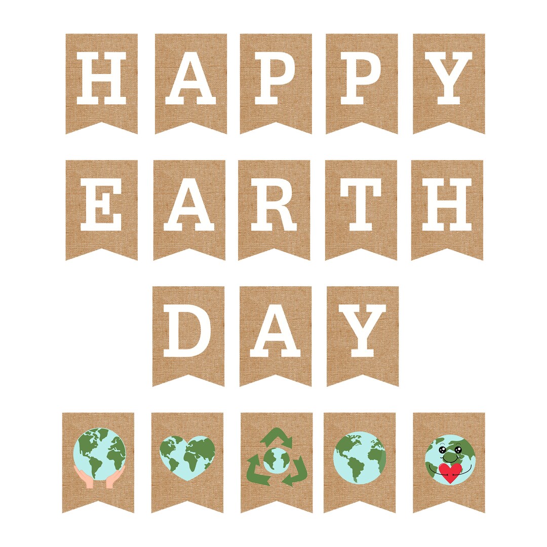 Printable Earth Day Banner, Earth Day Bunting Printable Banners, Happy ...