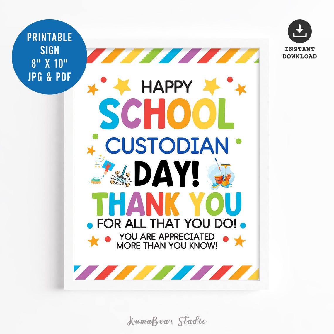 School Custodian Day Sign Printable - Thank You Poster for Custodian ...