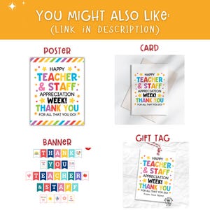 Teacher Satff Appreciation Gift Tag Printable, Teacher Week Tag ...